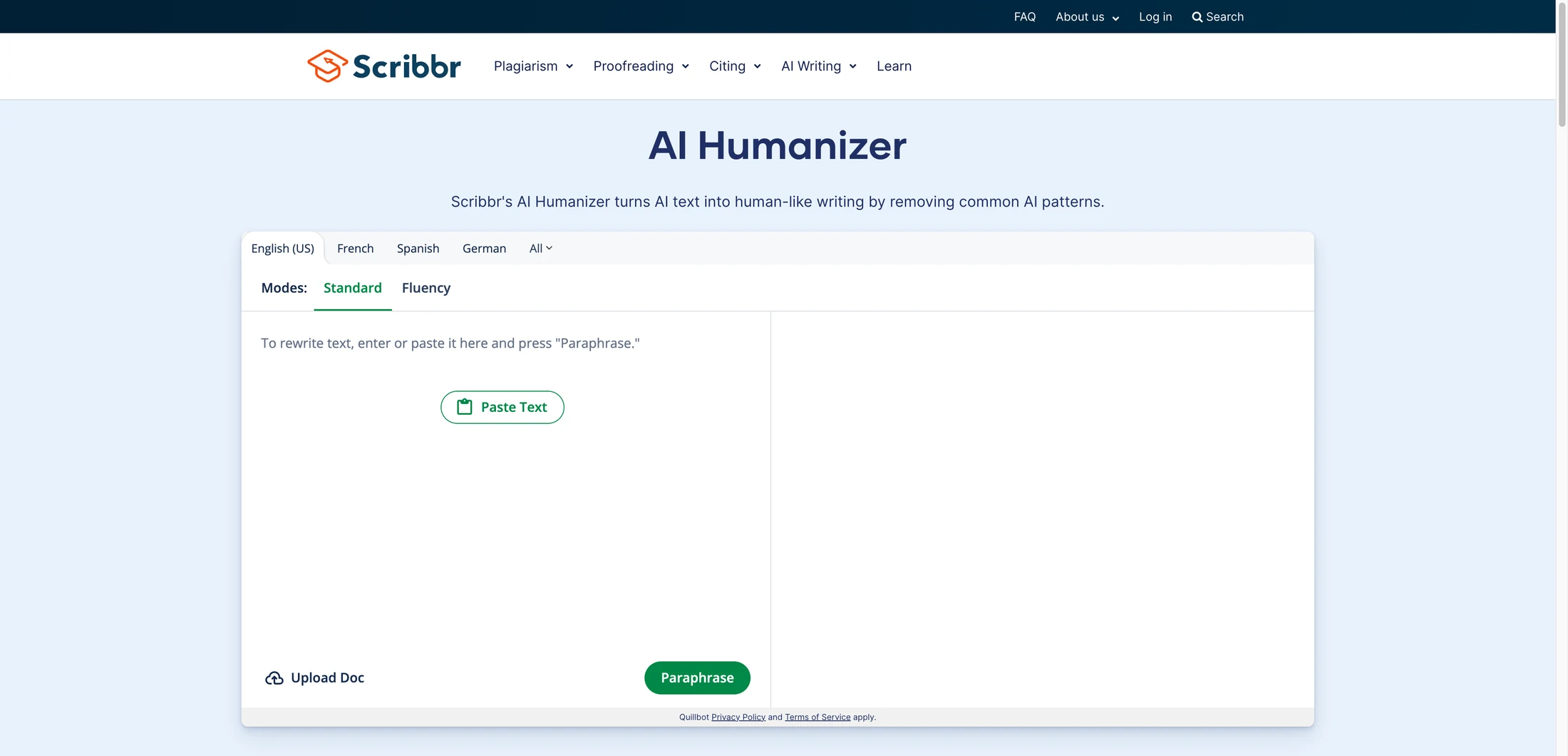 Scribbr AI Humanizer Review (2026): Modes, Free Use & QuillBot Link